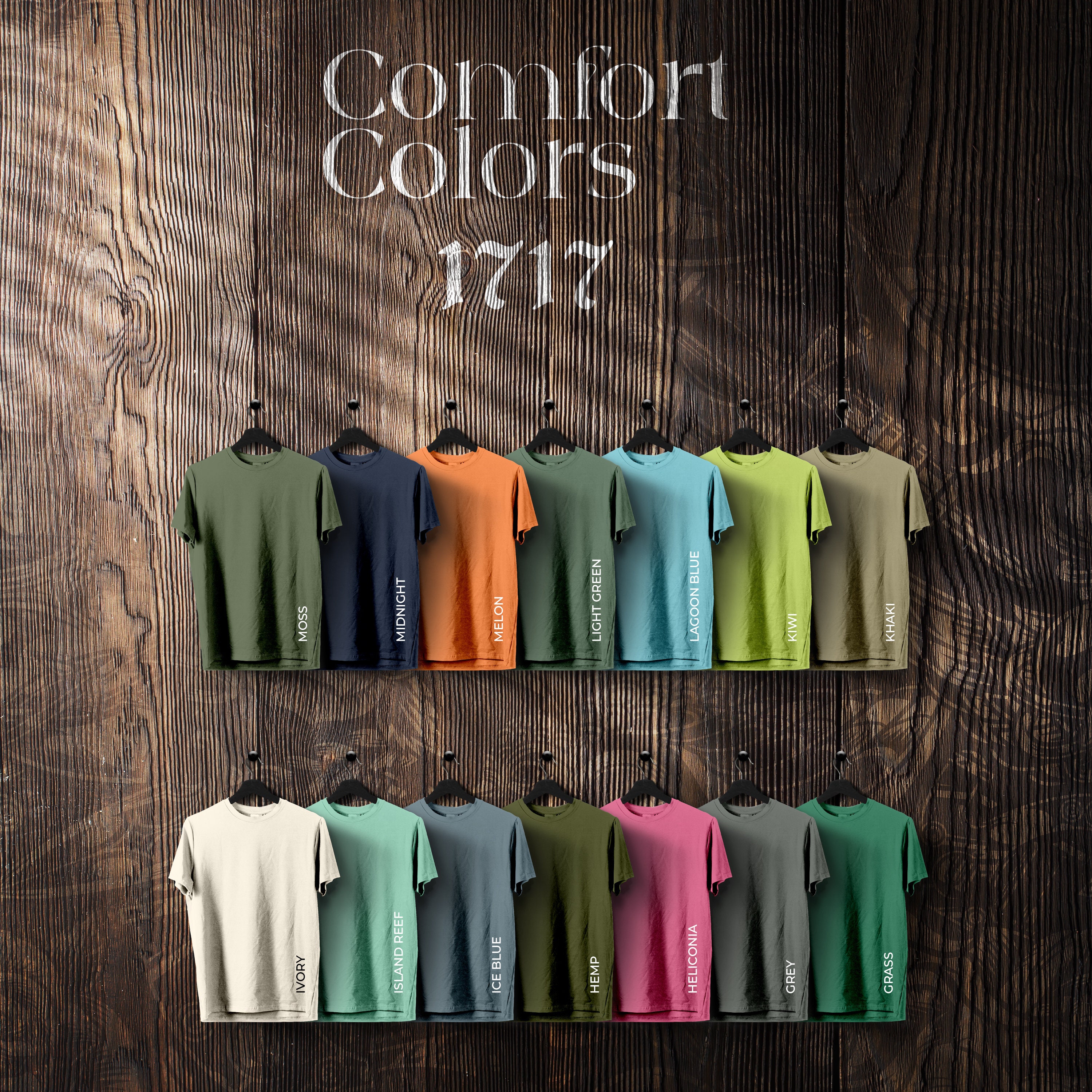 Comfort Colors 1717 Color Chart, Wooden Effect, Full Editable Files, T ...