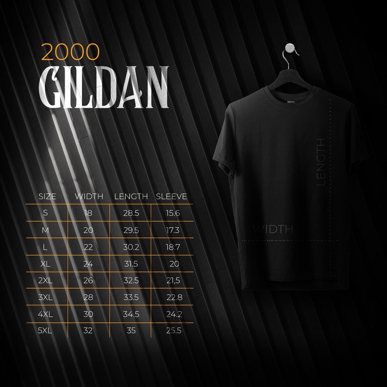 Gildan 2000 Size Chart and Color Chart, Key Features Listing Files ...