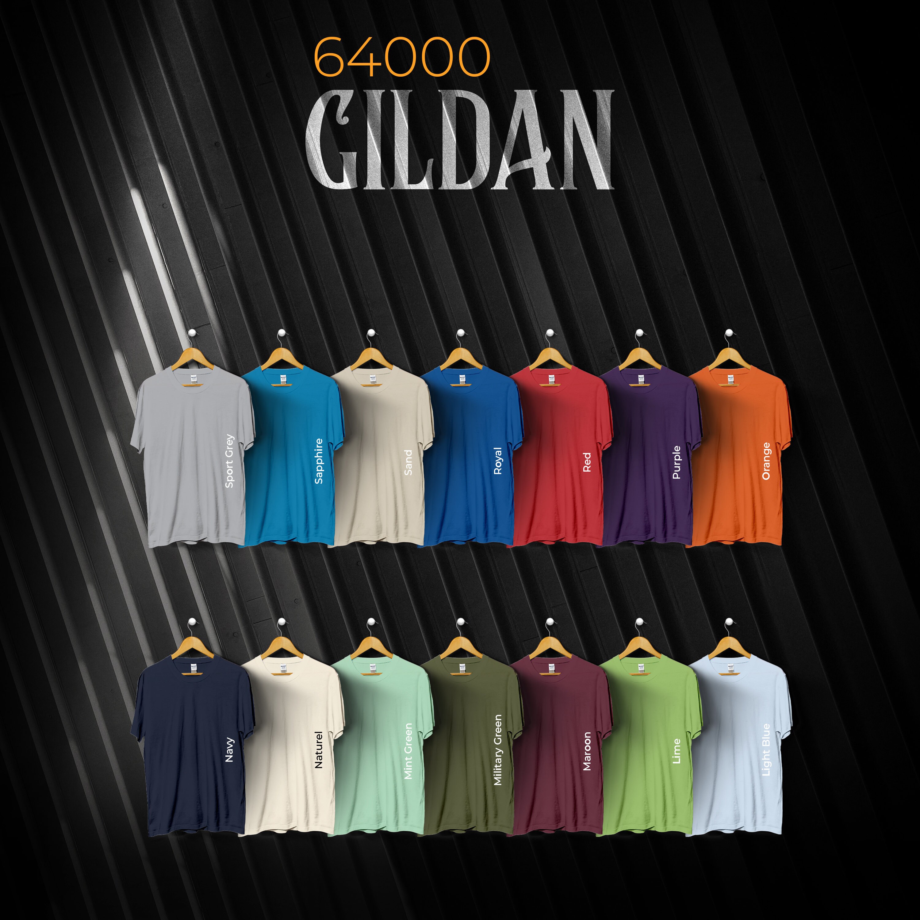 Gildan 64000 Color Chart, Roof Effect, Full Editable Files, Heather ...