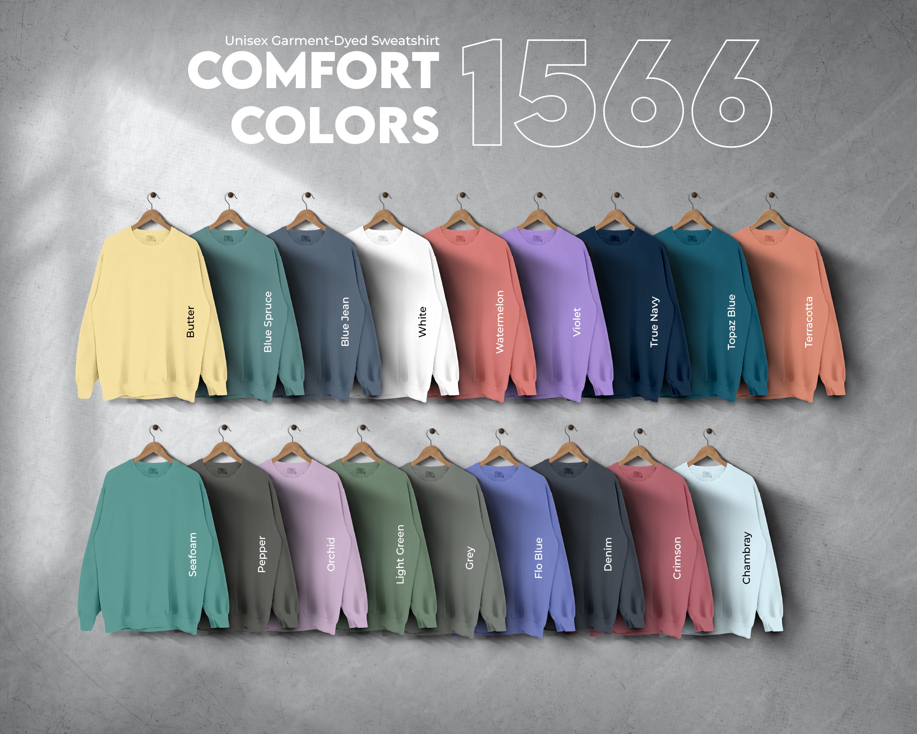 Comfort Colors 1566 Light Effect, Color Chart, Full Editable Files, T ...