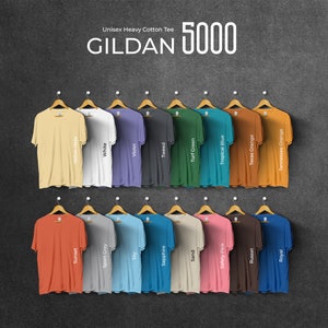 Gildan 5000 Size Chart and Color Chart, Key Features Listing Files ...