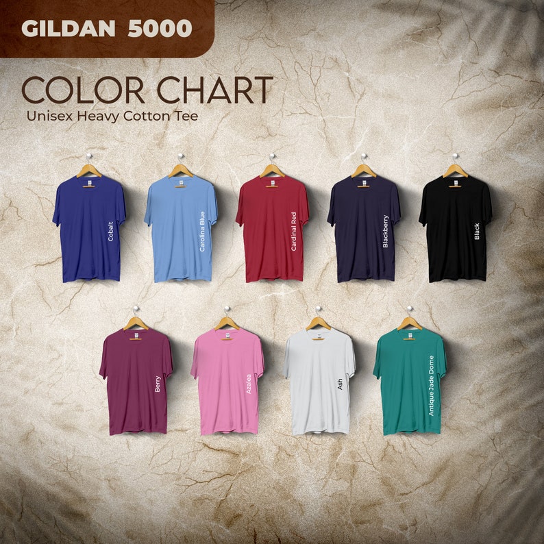 Gildan 5000 Brown Effect Color Chart, Full Editable Files, Tshirt ...