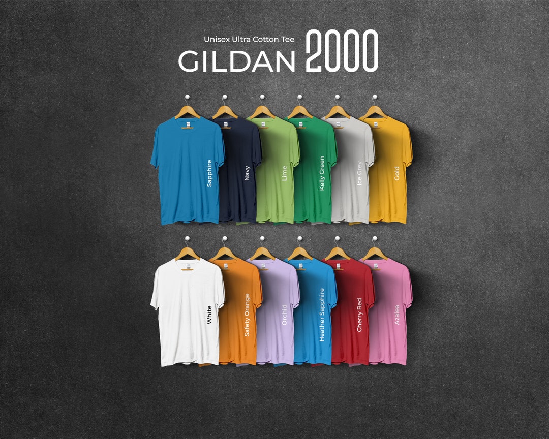 Gildan 2000 Color Chart, Full Editable Files, Tshirt Mockup Chart for ...