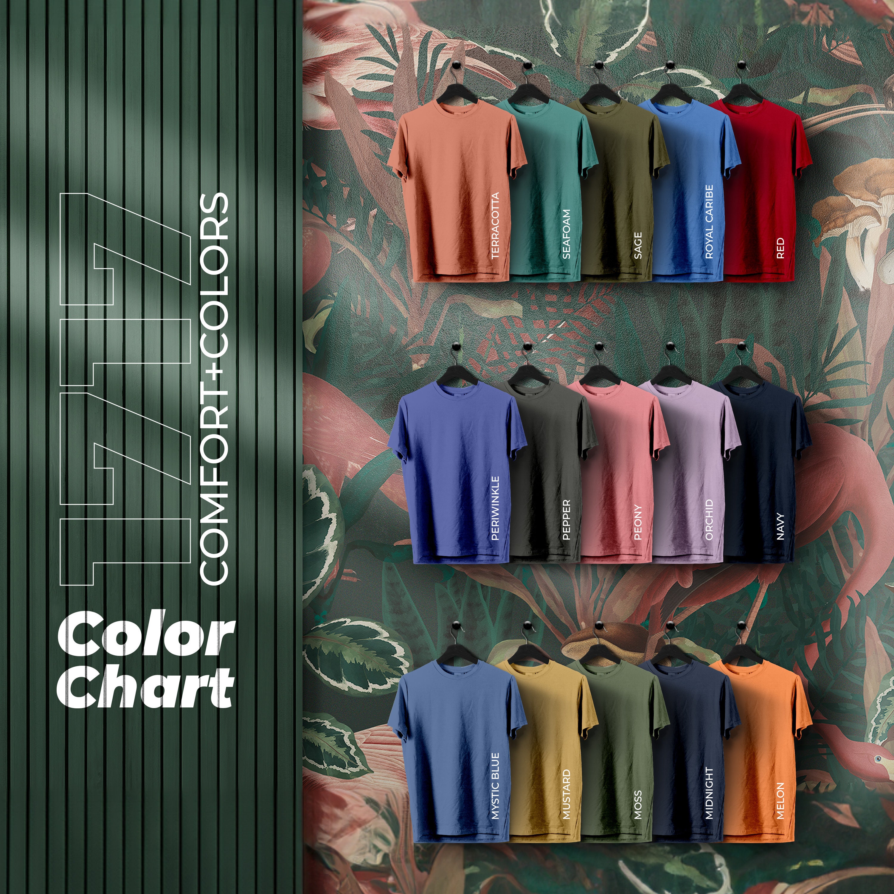 Comfort Colors 1717 Color Chart, Pattern Effect, Full Editable Files, T ...