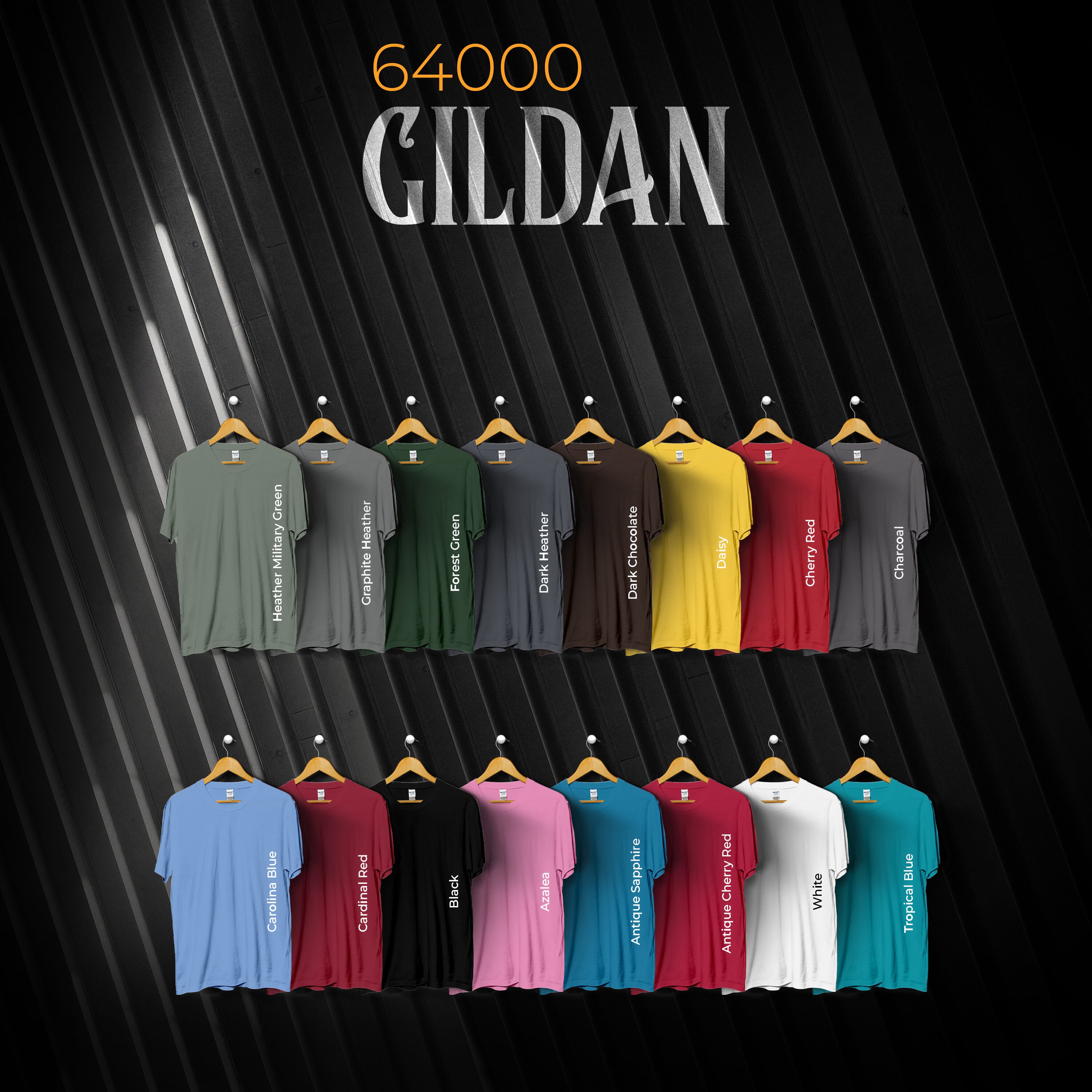 Gildan 64000 Color Chart, Roof Effect, Full Editable Files, Heather ...