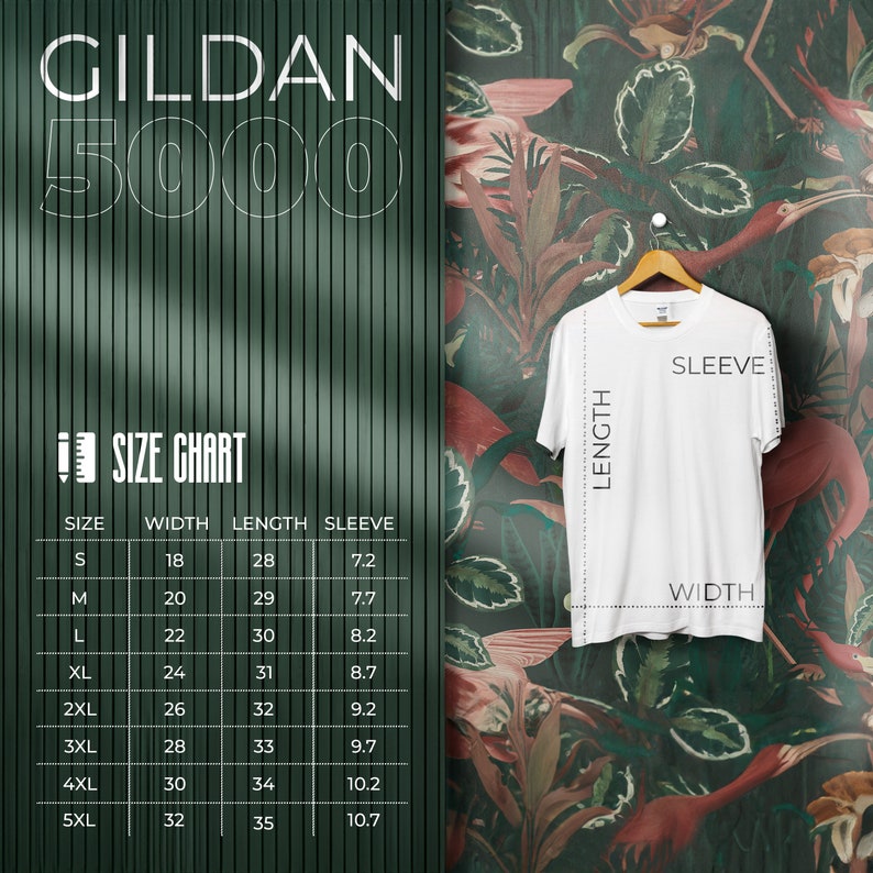 Gildan 5000 Size Chart And Color Chart Key Features Listing Files