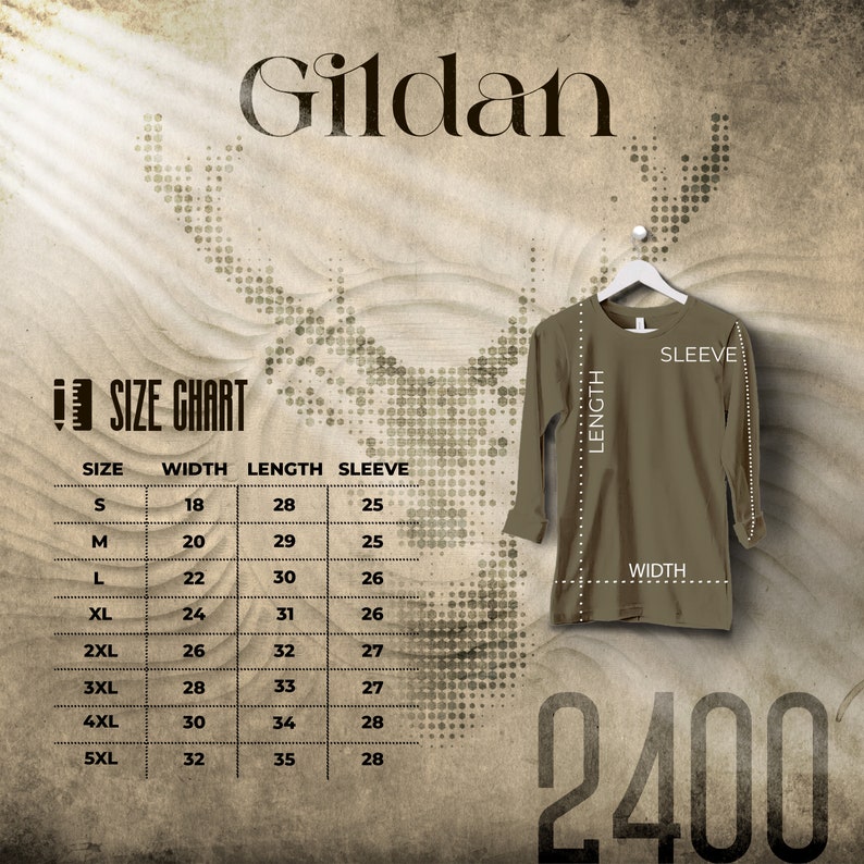 Gildan 2400 Size Chart and Color Chart, Key Features Listing Files ...