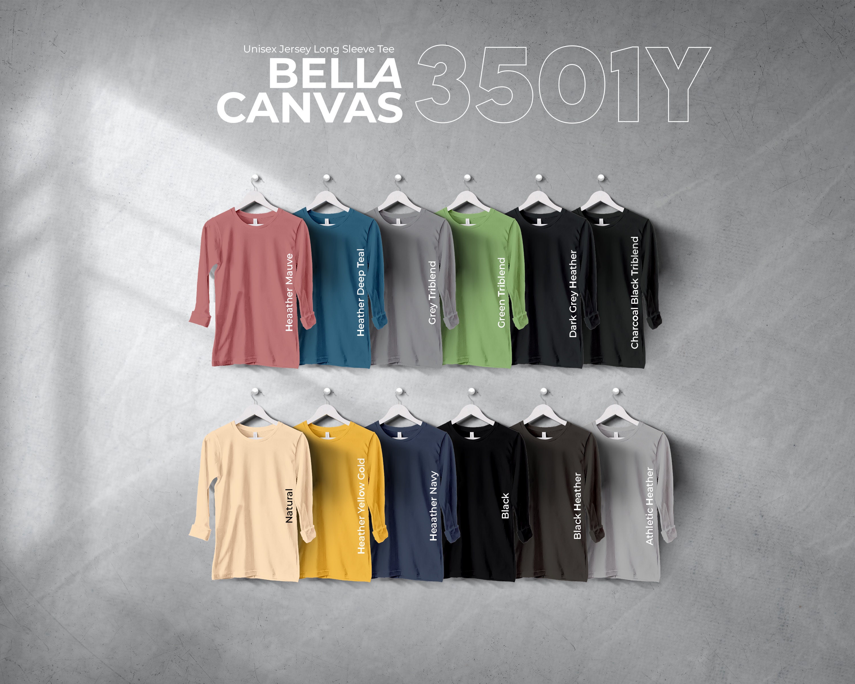 Bella Canvas 3501y Light Effect, Color Chart, Full Editable Files, T ...