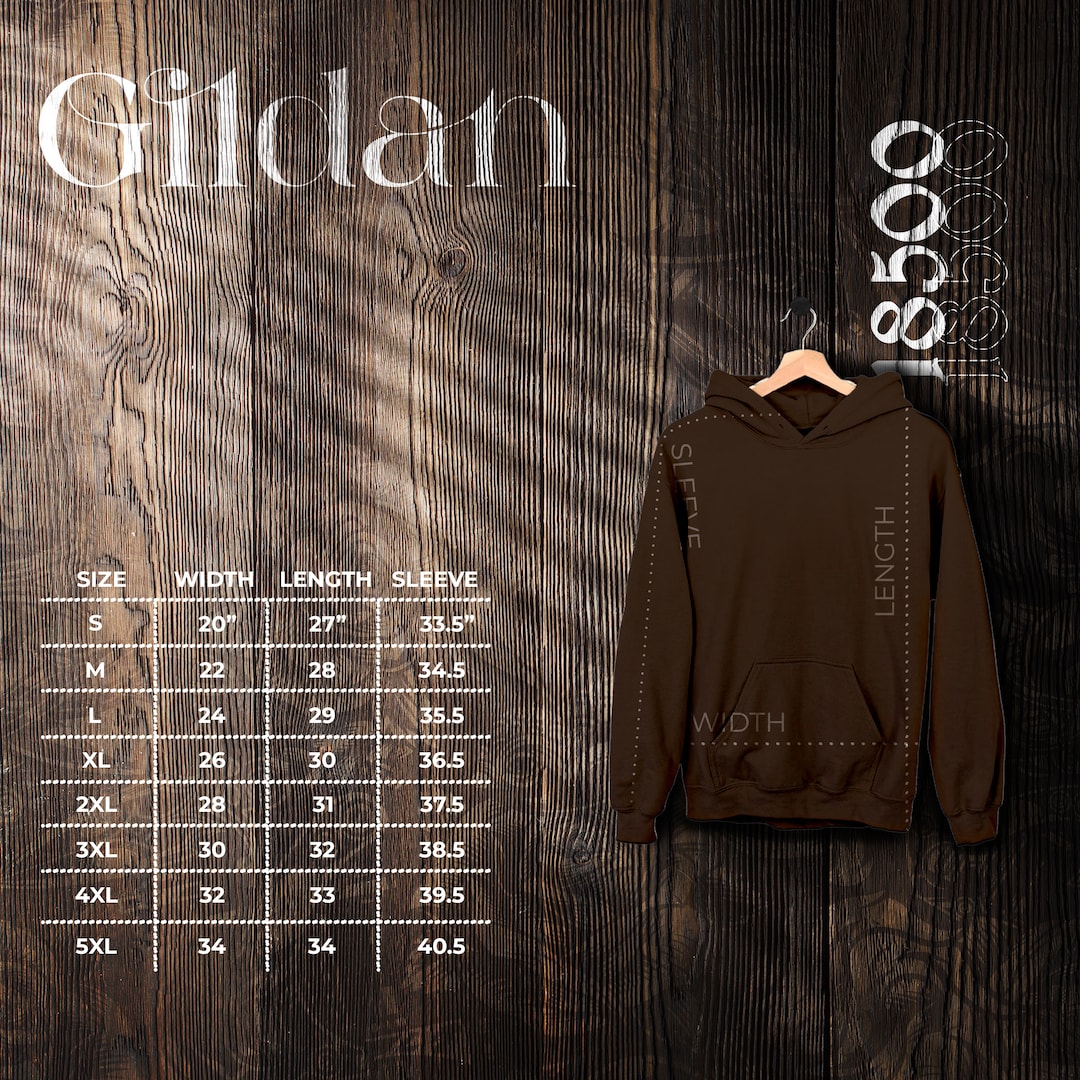 Gildan 18500 Size Chart, Wooden Effect, Gildan 18500 Mockup, Color Chart, Black Sweatshirt ...
