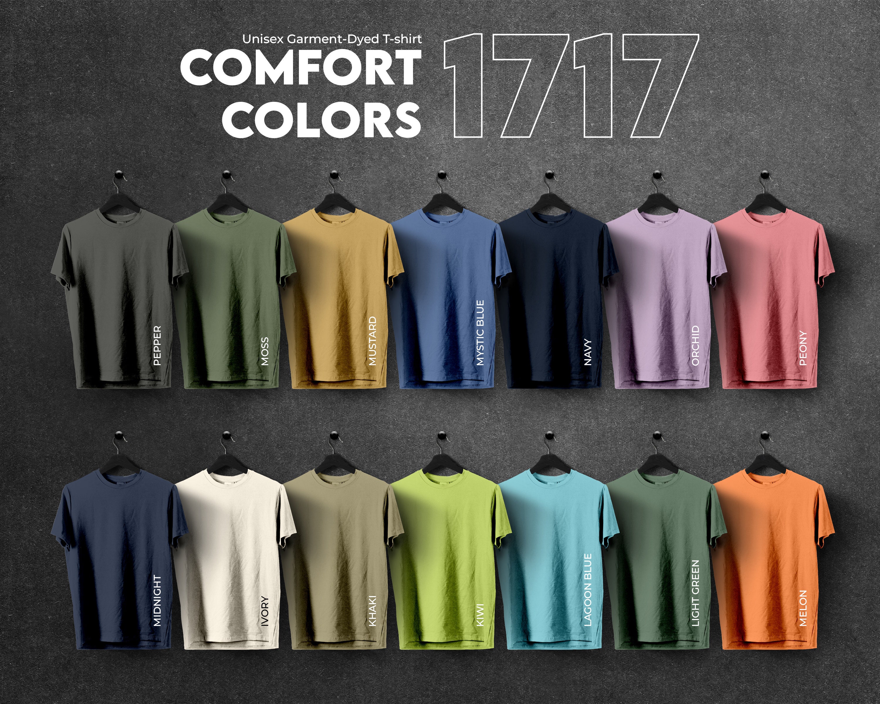 Comfort Colors 1717 Color Chart, Full Editable Files, T-shirt Mockup ...