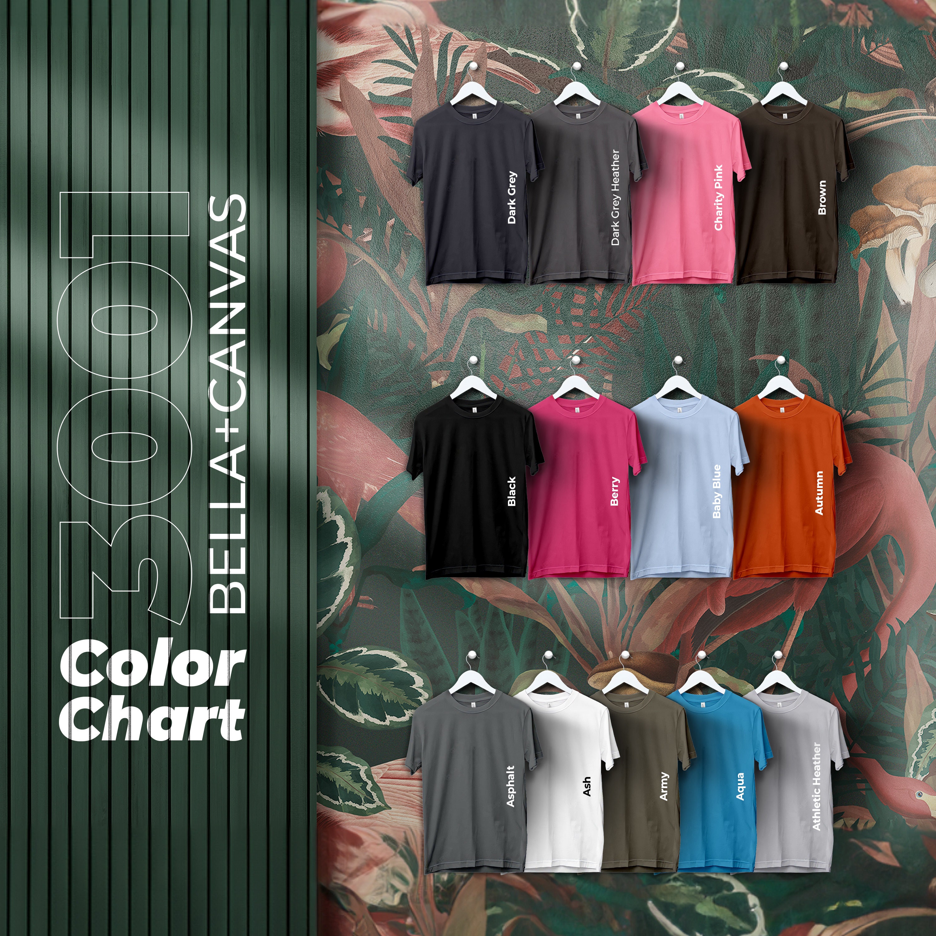 Bella Canvas 3001 Color Chart, Full Editable Files, Pattern Effect, T ...