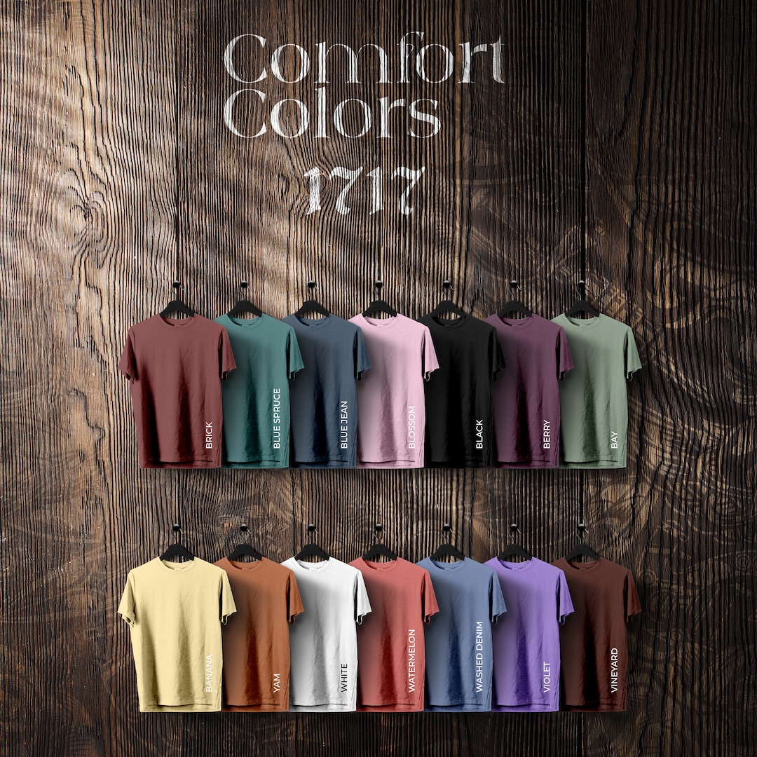 Comfort Colors 1717 Color Chart, Wooden Effect, Full Editable Files, T ...