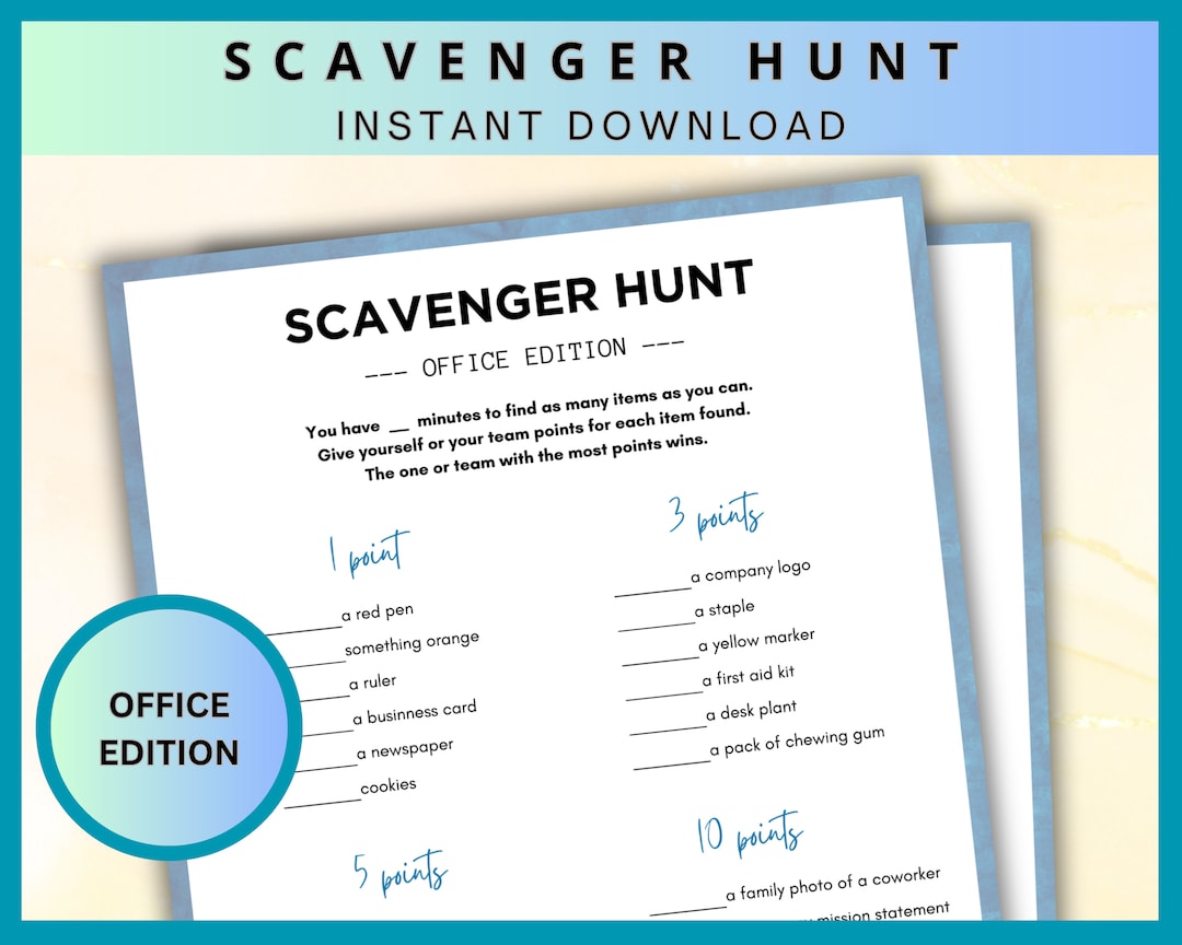 Work Scavenger Hunt, Office Scavenger Hunt, Office Party Game, Team ...