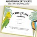 Pet Adoption Certificate, Bird Adoption Certificate, Parrot, Canary ...