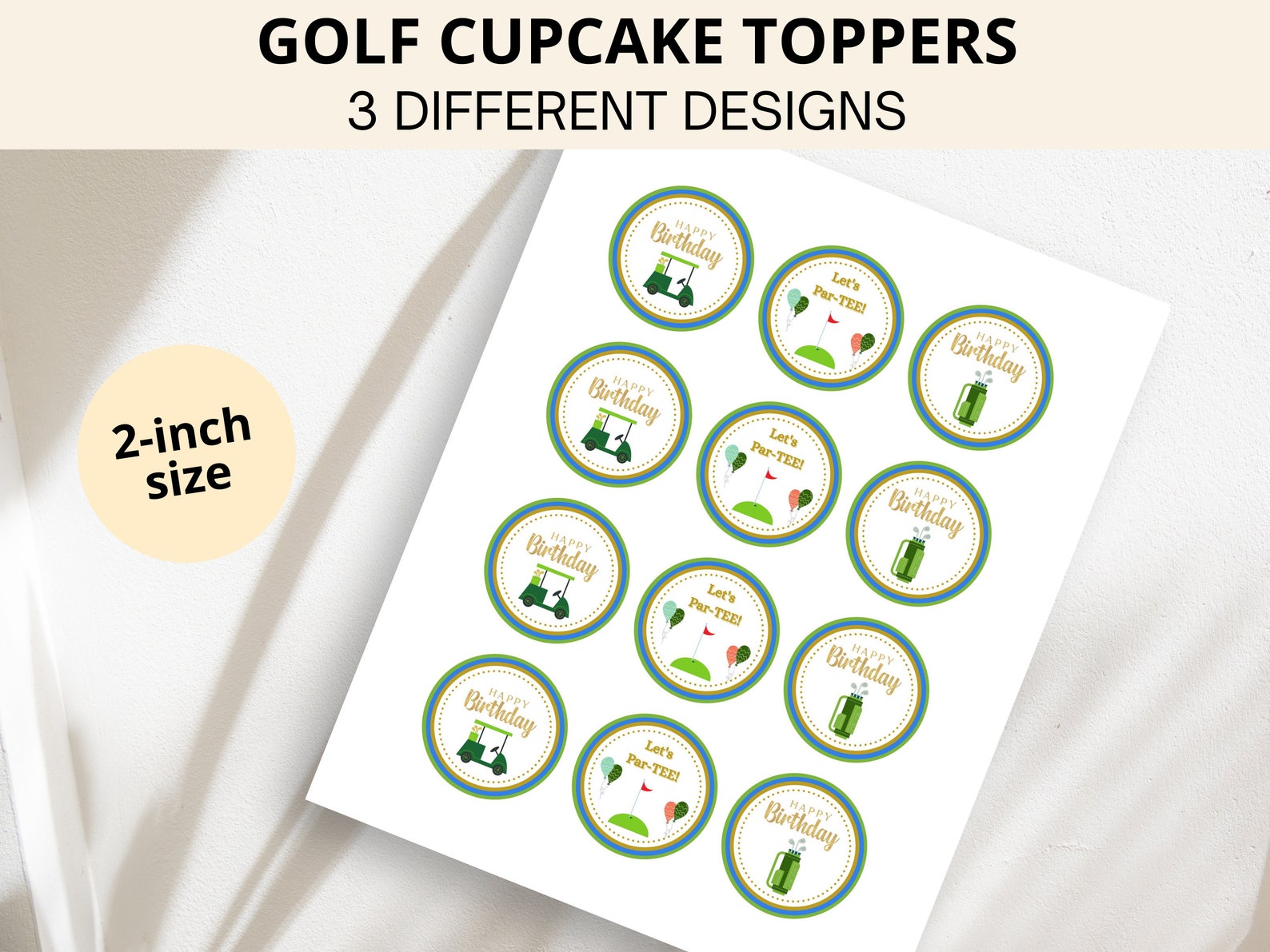 Golf Cupcake Toppers, Printable, Golf Birthday Party, Golf First ...