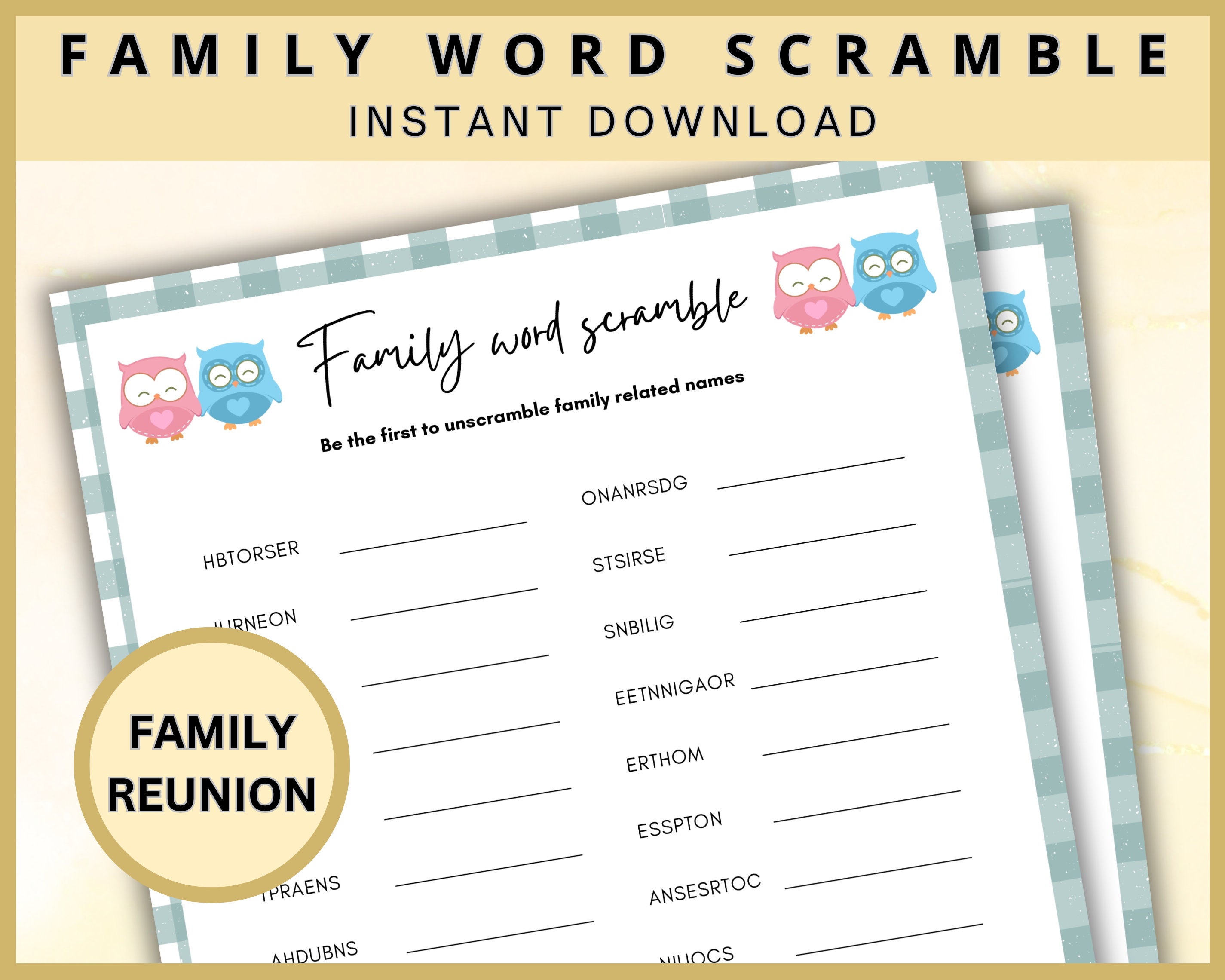 Family Reunion Games, Printable Family Word Scramble, Family Game Night ...