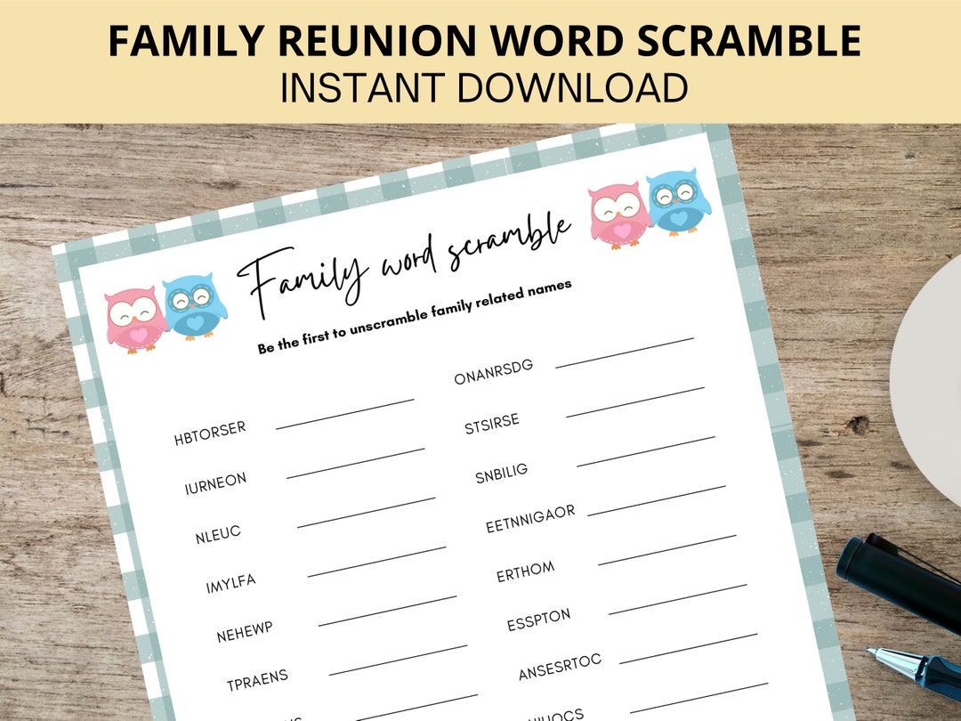 Family Reunion Games Printable Family Word Scramble Family - Etsy