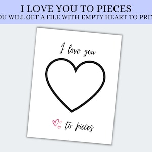 I Love You to Pieces Printable, Valentines Day Crafts for Kindergarten ...