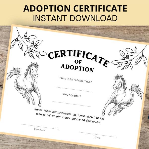 Horse Adoption Form Download - Etsy