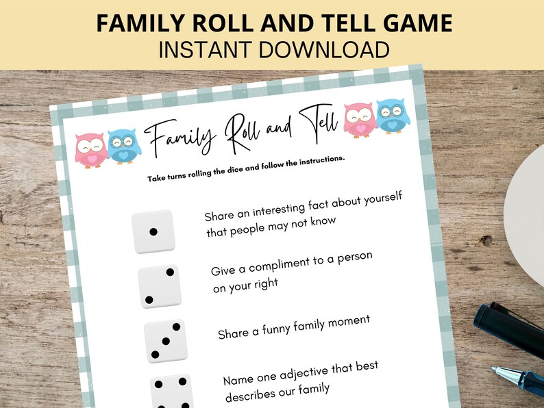 Family Reunion Games Printable Family Roll and Tell Game - Etsy