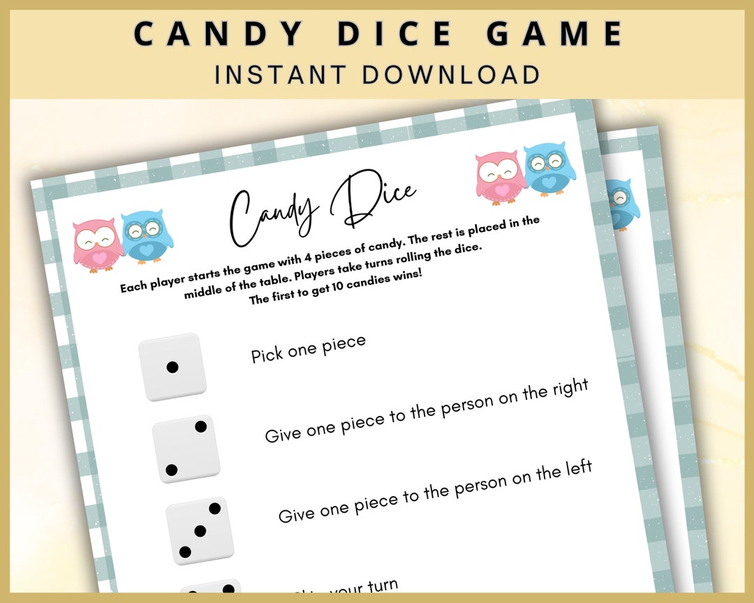 Candy Dice Game, Family Reunion Games, Dice Games, Printable Candy Dice ...