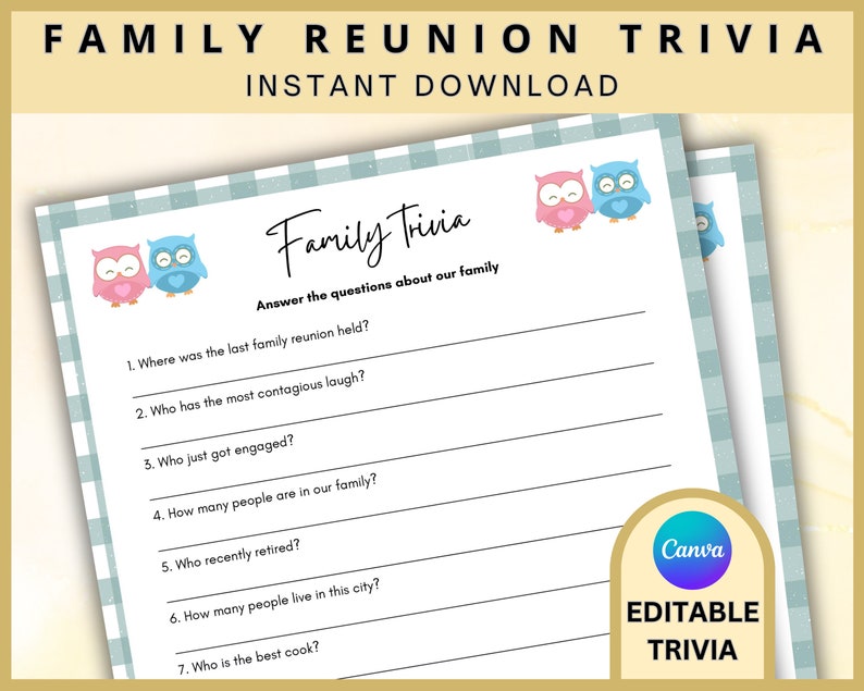 Family Reunion Games, Printable Family Trivia, Family Game Night ...
