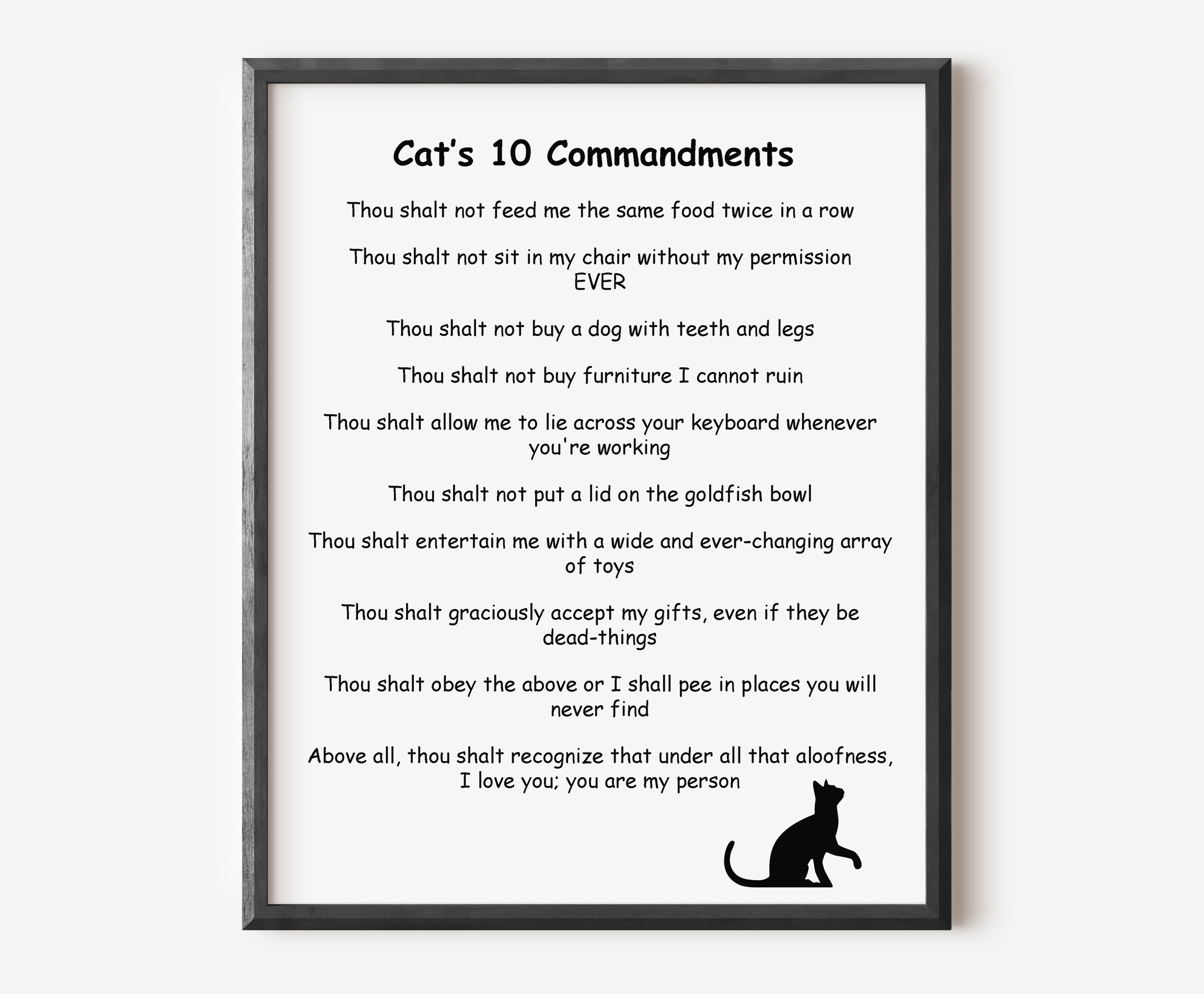 Cat 10 Commandments, Cat Lovers Gift, Digital Download, Funny Cat ...