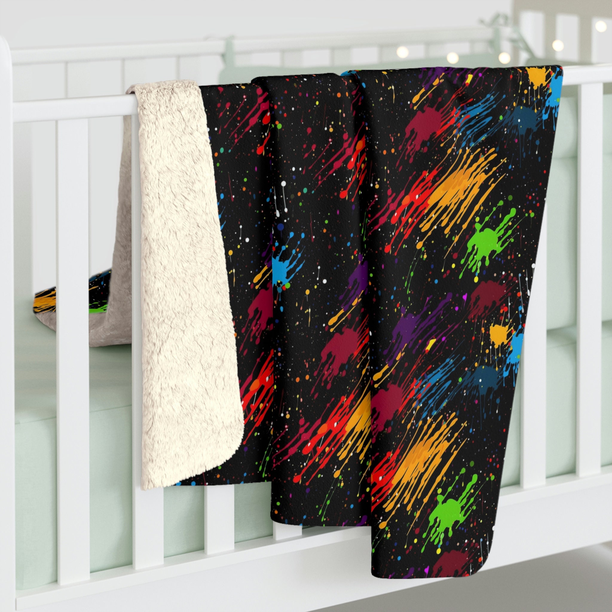 Paint Splatter Blanket, Colorful Blanket, Paint Blanket, Paint Spill ...