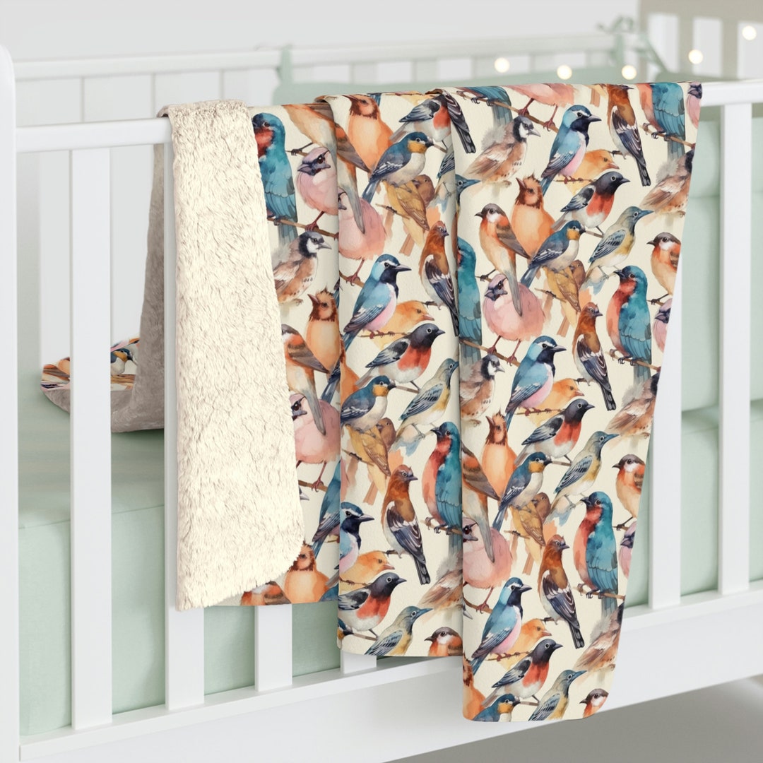 Watercolor Birds Blanket, Watercolor Blanket, Bird Blanket, Animal ...