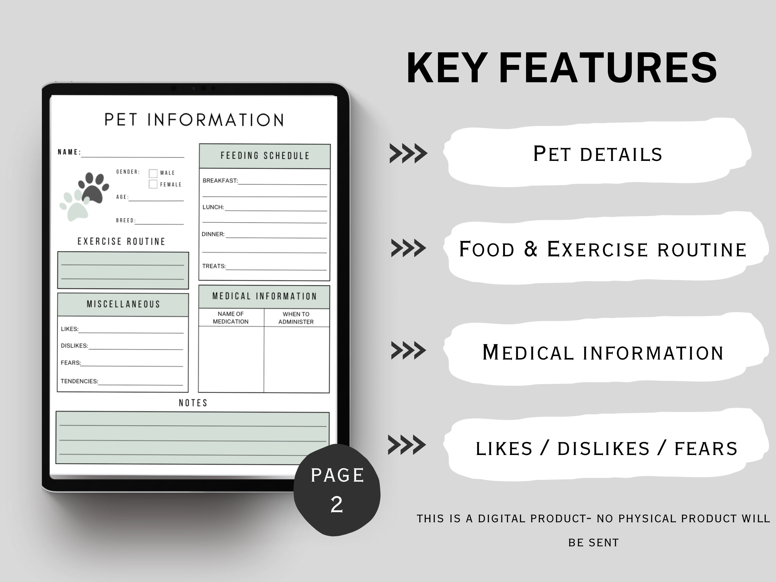 Pet Sitter Notes for Pet Care Instructions for House Sitter Guide for ...