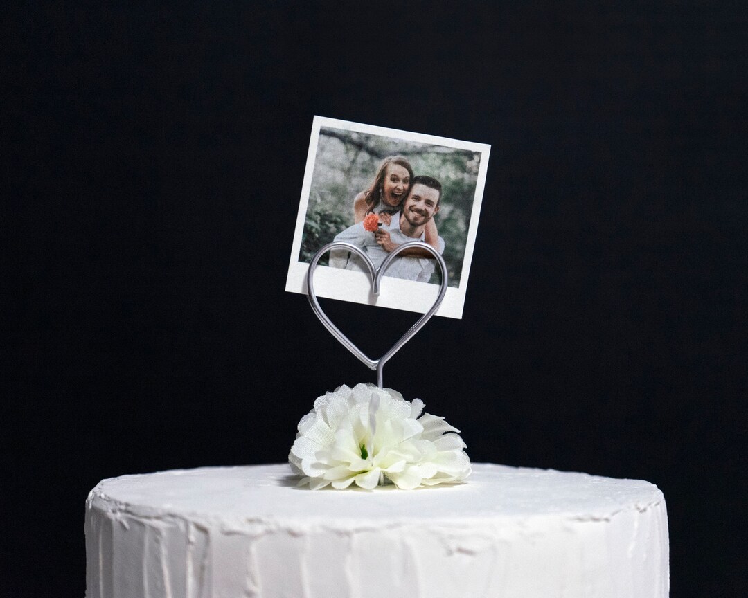 Photo Holder Wedding Anniversary Cake Topper - Wire Topper - Polaroid ...