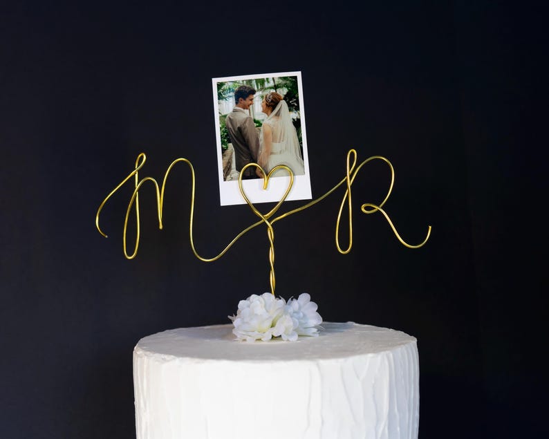 Wire Heart Cake Topper With Initials – Polaroid Photo Holder - Etsy