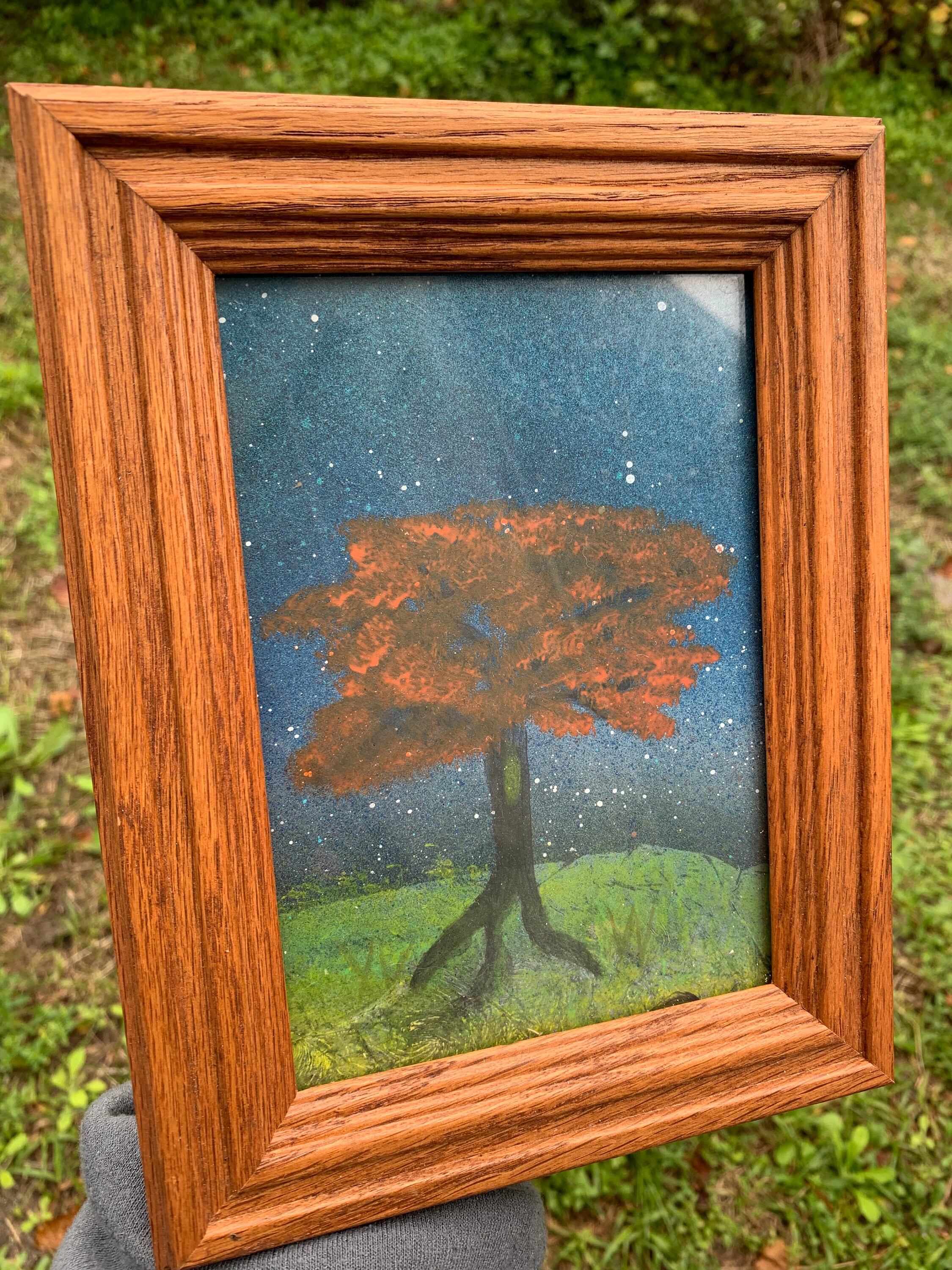 7x9 Wood Framed Tree Art Hand Painted - Etsy