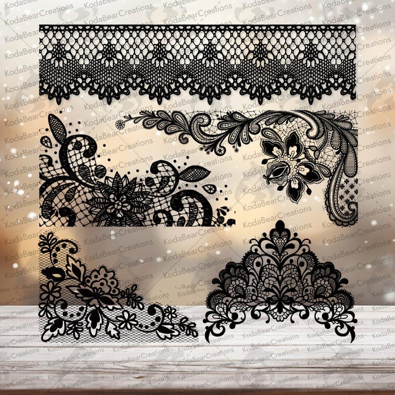 Black Lace Big Element Sheet UV DTF Decals - Etsy