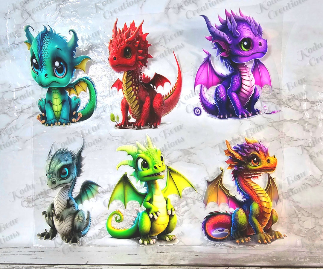 Baby Dragons Element Sheet UV DTF Decals - Etsy