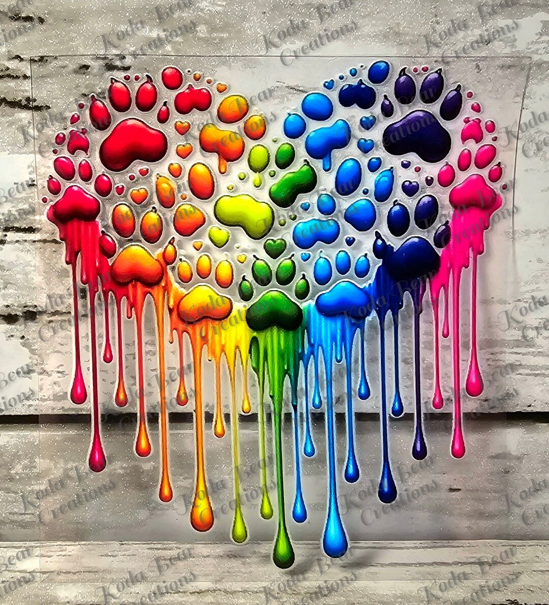 Paw Print Heart UV DTF Decal - Etsy