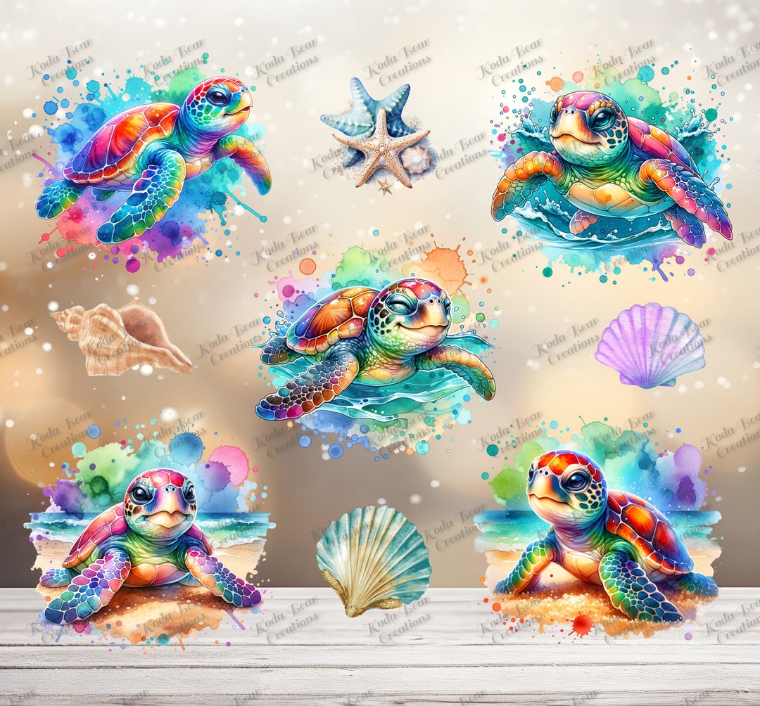 Sea Turtles Element Sheet UV DTF Decals - Etsy