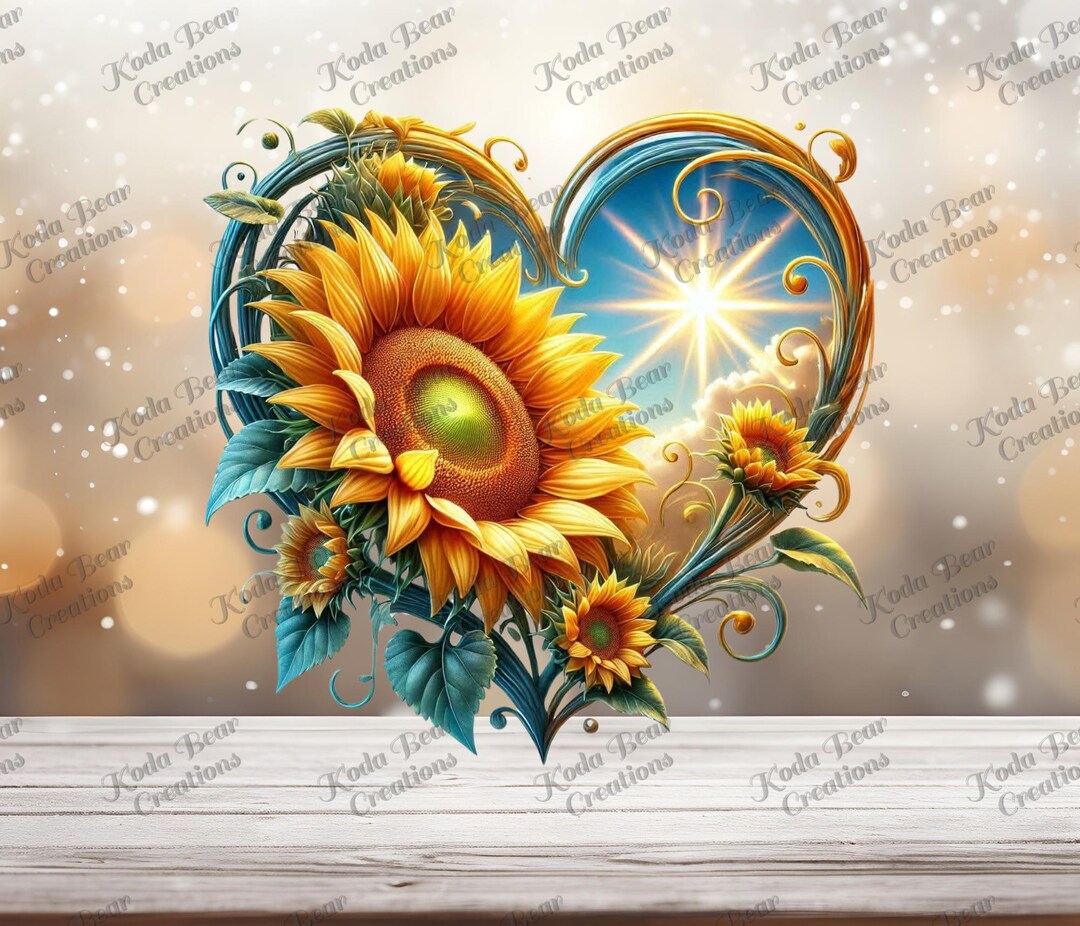 Sunflower Heart UV DTF Decal - Etsy