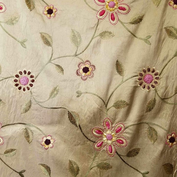 Embroidered Silk Fabric - Etsy