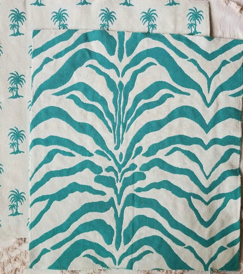 Turquoise, Blue Palm, Tree, and Zebra Stripe Multipurpose Fabric Packet ...