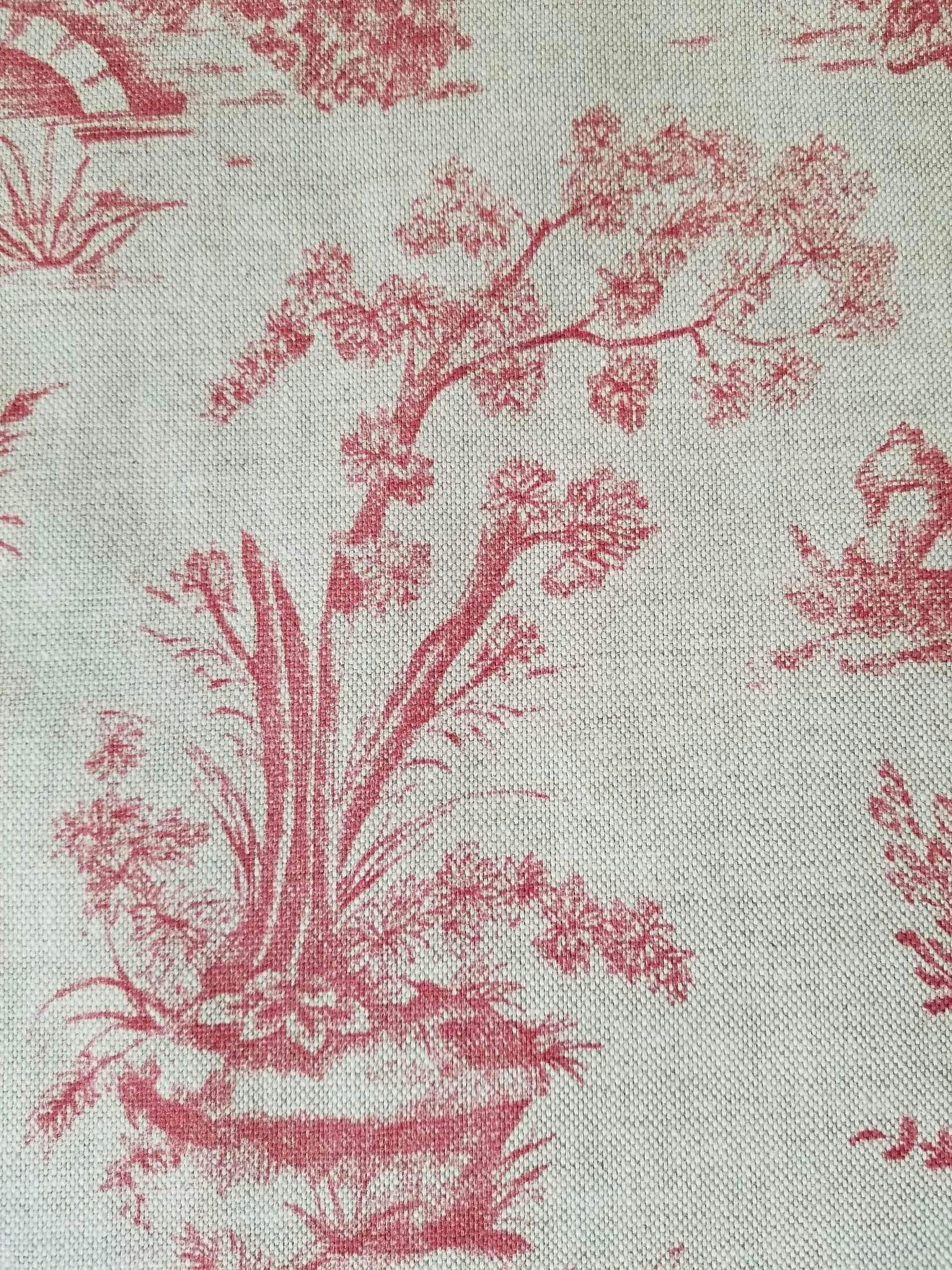 Vintage P Coffman Linen Toile, Red and Beige Fishing Scenes - Etsy