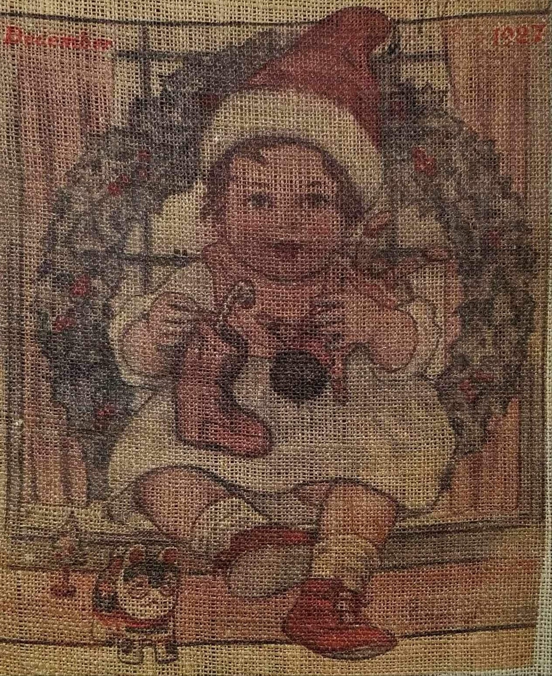 Vintage 1927 Christmas Baby Printed on Burlap - Etsy
