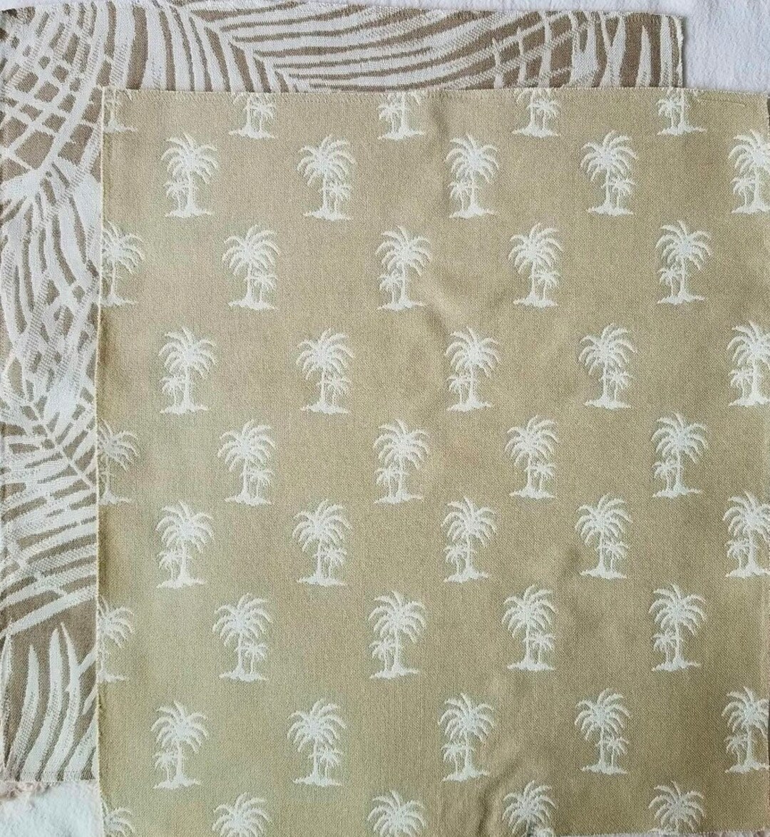 Taupe and Cream, Palm, Frond and Mini Palm Tree Multipurpose Fabric ...