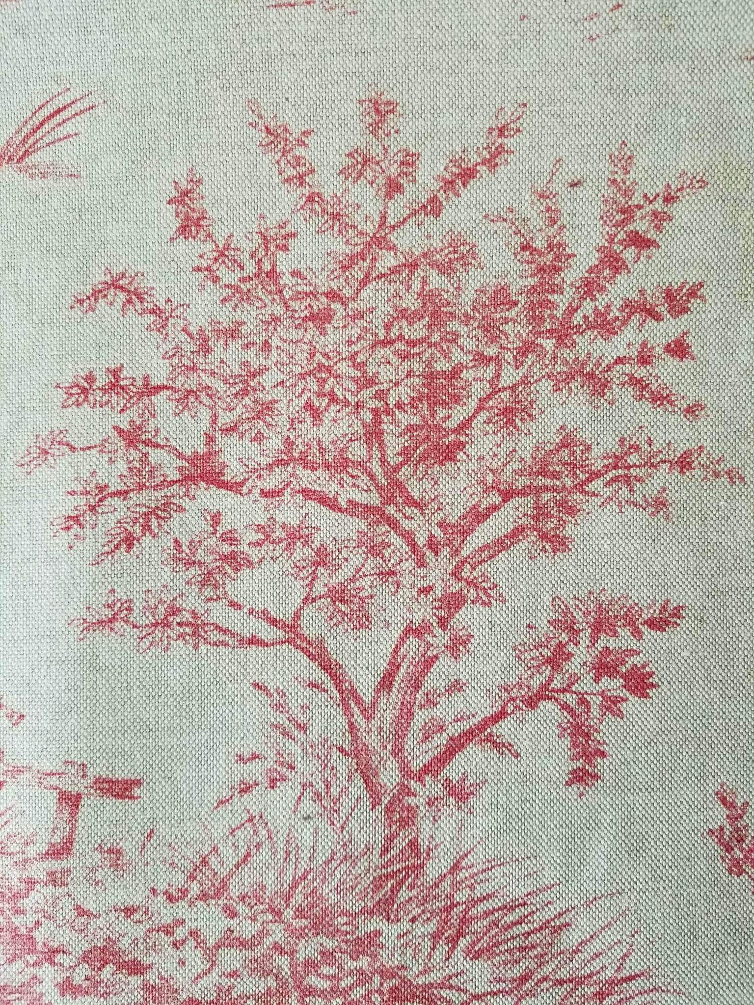 Vintage P Coffman Linen Toile, Red and Beige Fishing Scenes - Etsy