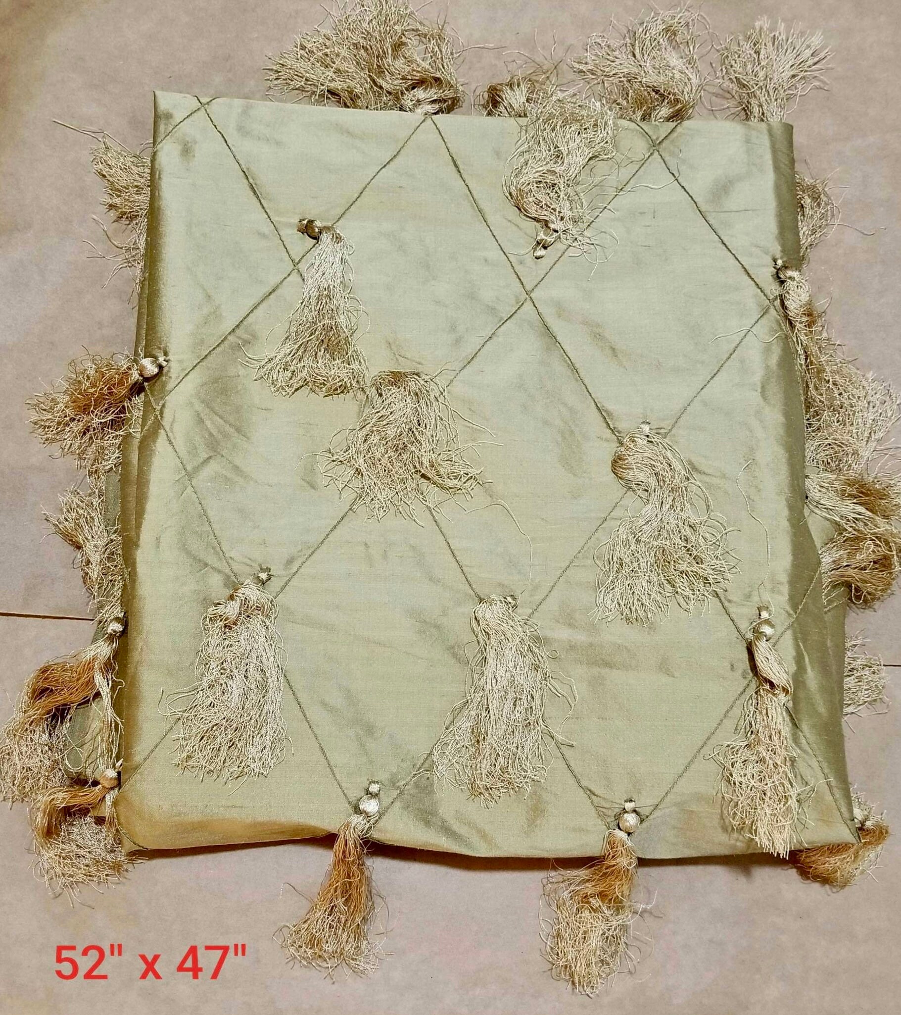 Y2K Raw Silk Gold Tasseled Throw/ Decorative Panel - Etsy