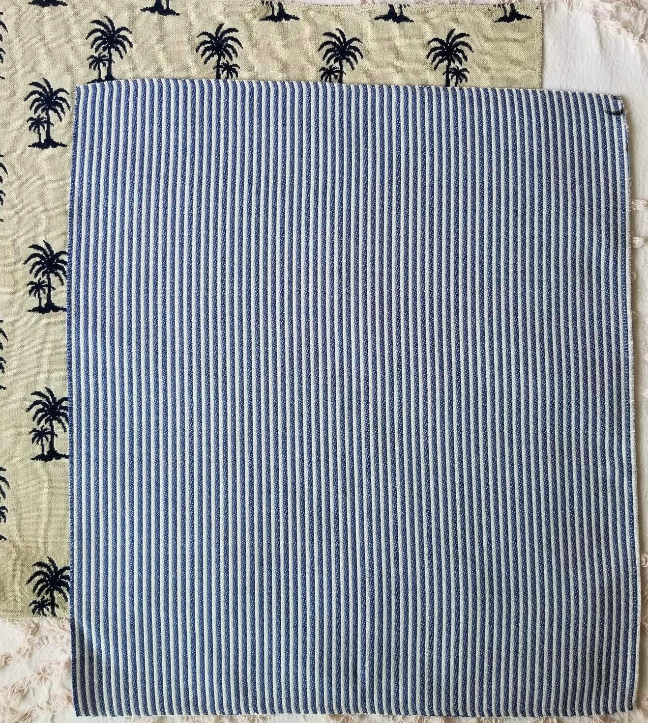 Navy and Cream, Striped and Palm Tree Fabric Packet - Etsy