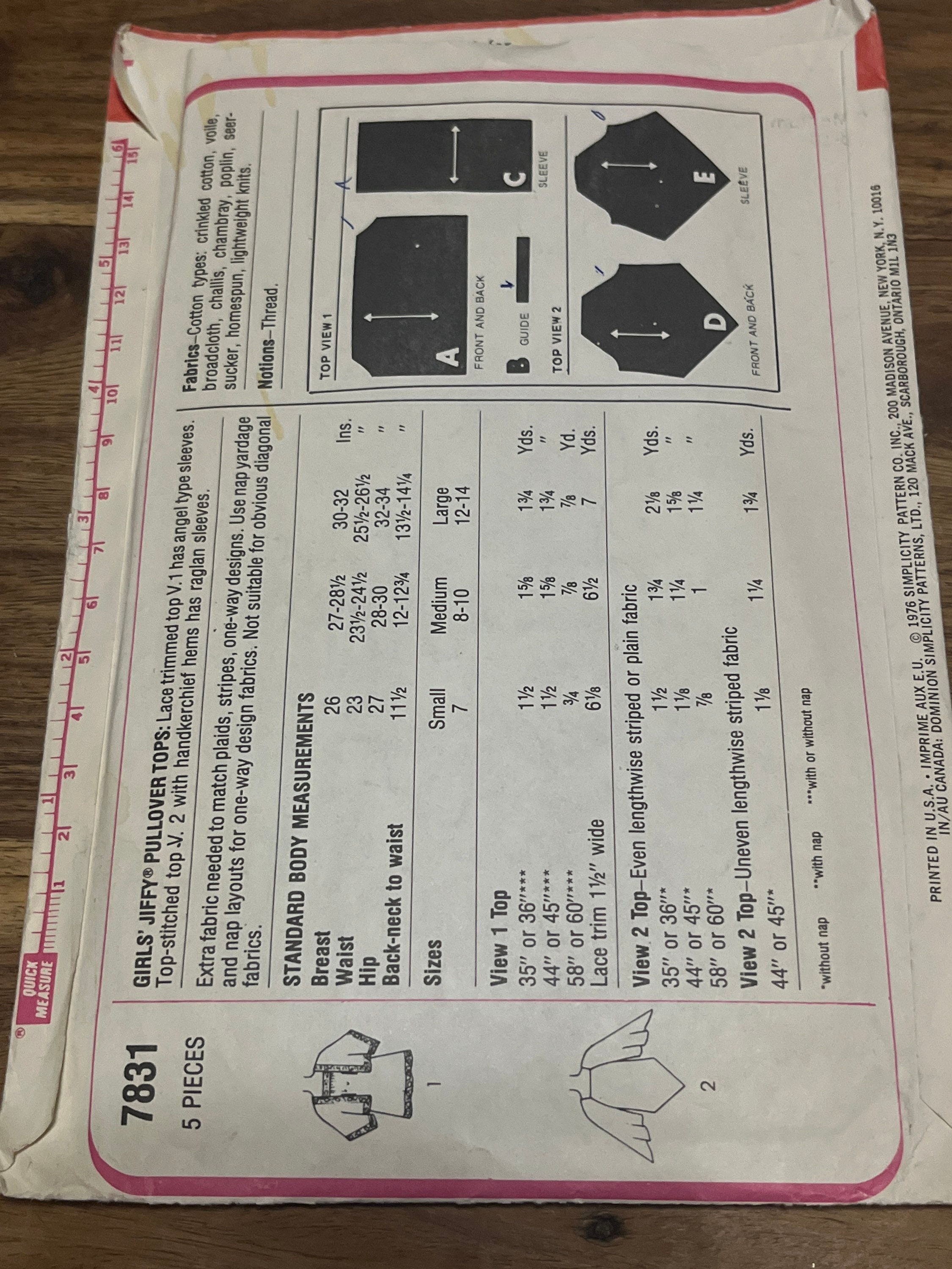 Vintage Simplicity Pattern 7831 Pattern for Girls Size 8 to 10 Pull ...