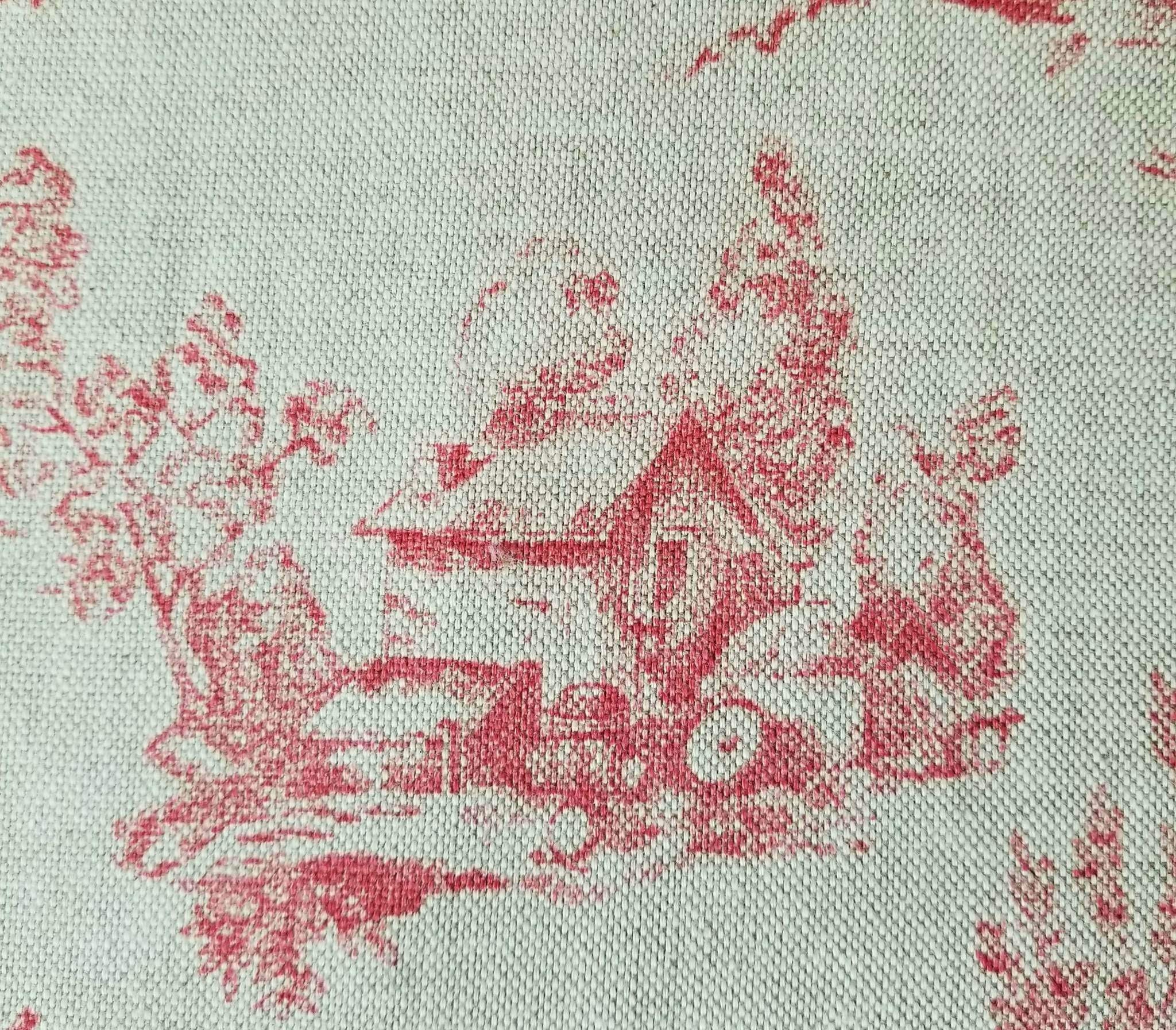 Vintage P Coffman Linen Toile, Red and Beige Fishing Scenes - Etsy