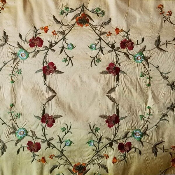 Embroidered Silk Fabric - Etsy