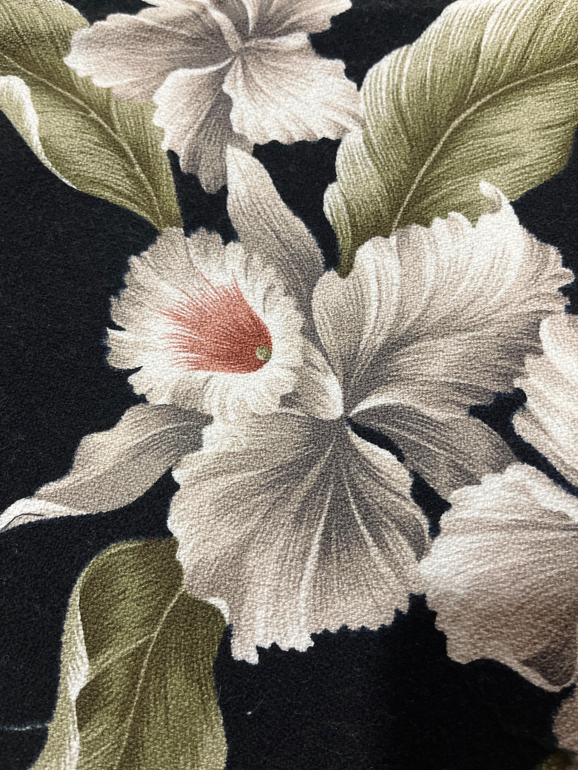 Vintage Tropical Big Kahuna Barkcloth Hibiscus on Black Background - Etsy